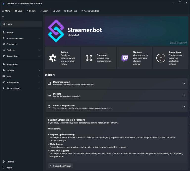Streamer.bot v1.0.0 Alpha – Neues UI, Dark Mode & mehr!