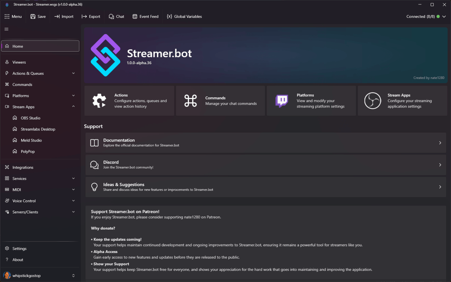 Streamer.bot 1.0 BETA: Kick-Integration, Dark Mode & mehr